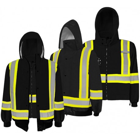 Traffic Jacket: 3 in 1 Hi-Vis Black